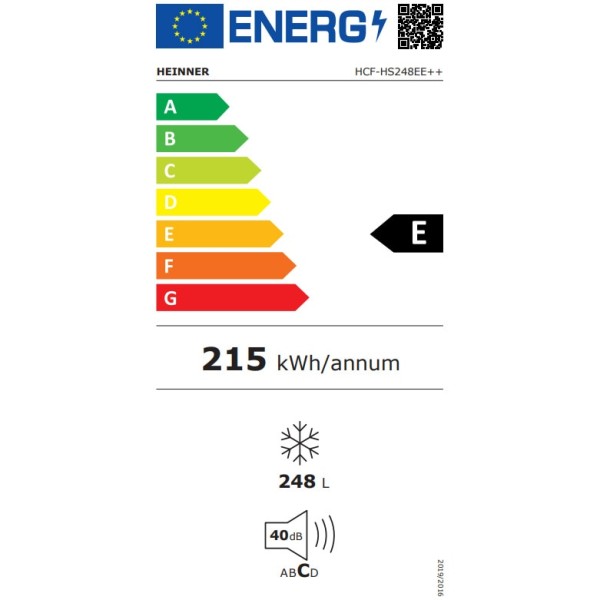Lada frigorifica Heinner HCF-HS248EE++, 248 l, Clasa E, Control ...